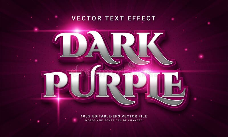 Dark Purple 3d Text Style Effect Themed Purple Color Stock Vector ...