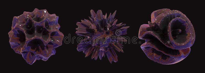 Dark Purple Deformed Objects. Background with Closeup Iridescent Alien ...