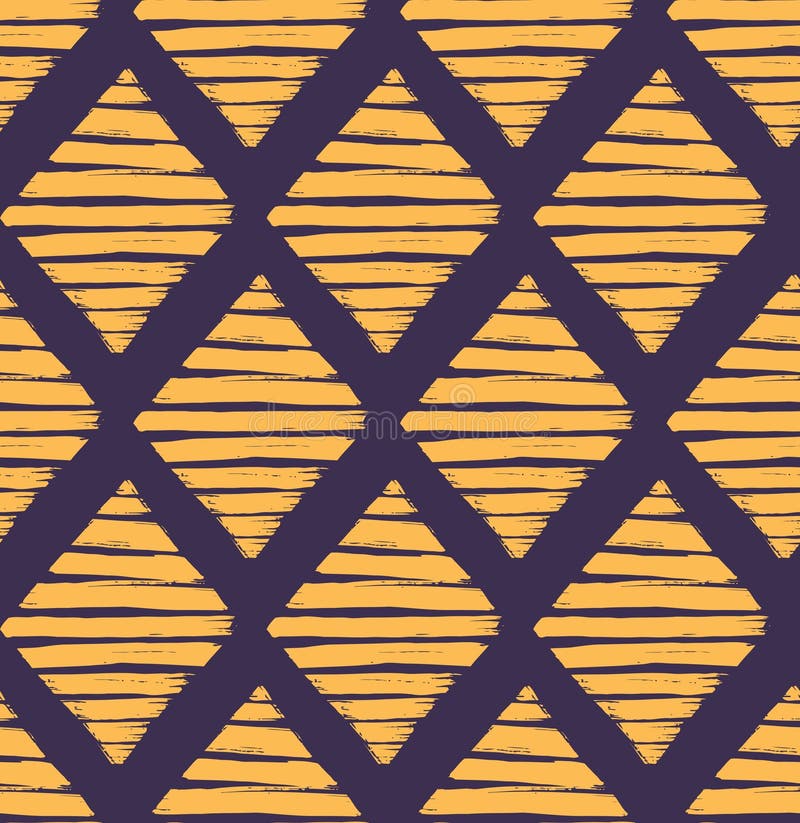 Dark Purple Diamond Textured Seamless Pattern with Yellow Horizontal ...