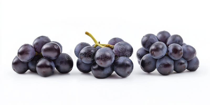 Three Clusters of Dark Olives with Green Leaves on a Blue Background ...