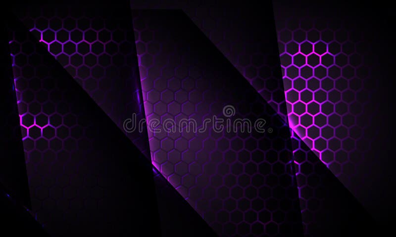 Dark Purple Hexagon Gaming Abstract Vector Background with Violet ...