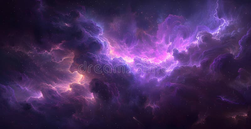 Dark Purple Nebula with Light Beams in a Cosmic Cloud Stock ...