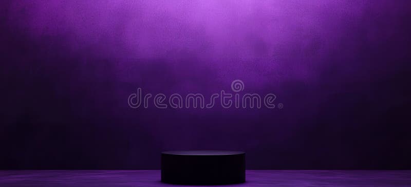 Dark Purple Studio Background with Black Cylinder Platform Wall Rich ...