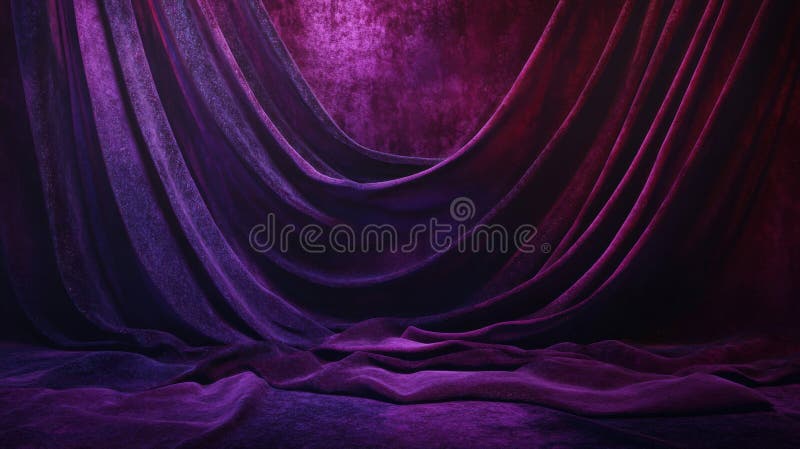 Dark Purple Velvet Drapes with Glitter Texture Stock Illustration ...