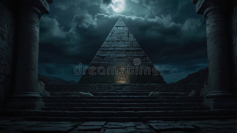 Dark Pyramid Surrounded by Mystery Stock Illustration - Illustration of ...