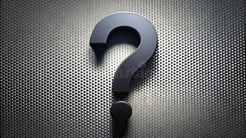 A Dark Question Mark on a Metallic Surface with a Pattern of Holes ...