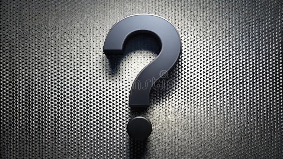 A Dark Question Mark on a Metallic Surface with a Pattern of Holes ...