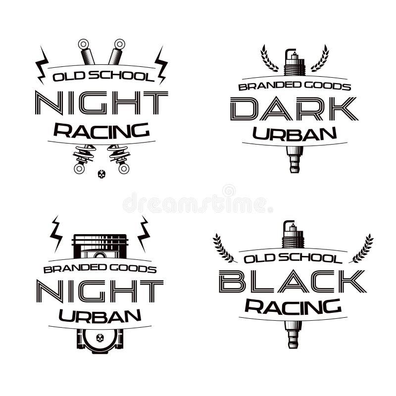 Car Racing Badges in Retro Style Stock Vector - Illustration of rider ...