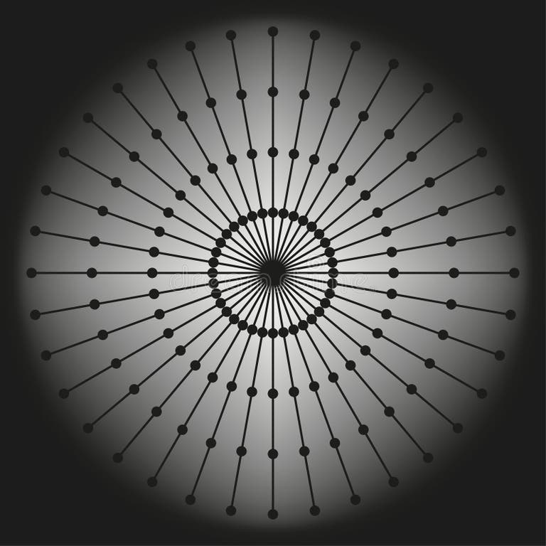 Dark Radial Shape. Vector Orbit Design. Geometric Circle Layout. Gradient Black Background Stock ...
