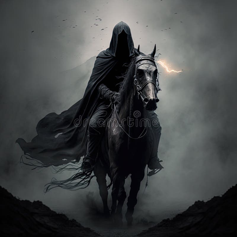 Dark raider riding a horse stock illustration. Illustration of raider ...