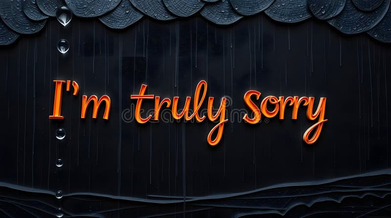 A Sorry Card with Paper Quilling Dark Background and Orange Writing ...