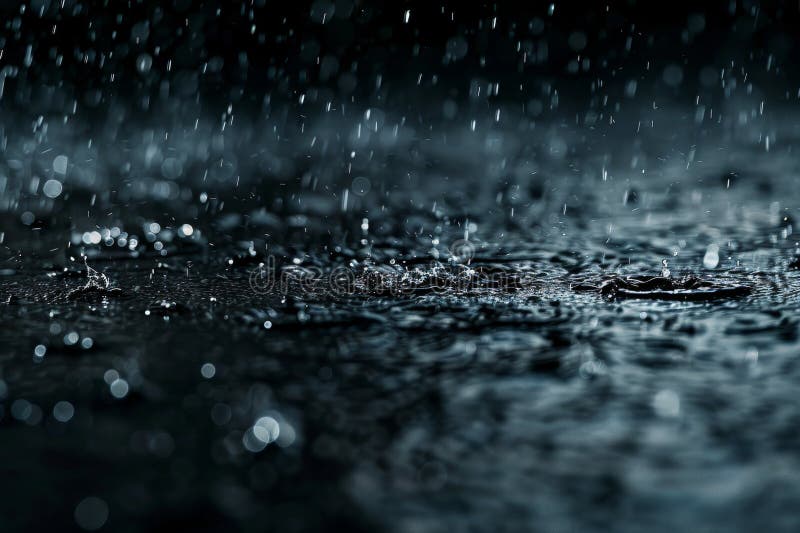 A Dark, Rainy Day with Water Droplets Falling from the Sky Stock Photo ...