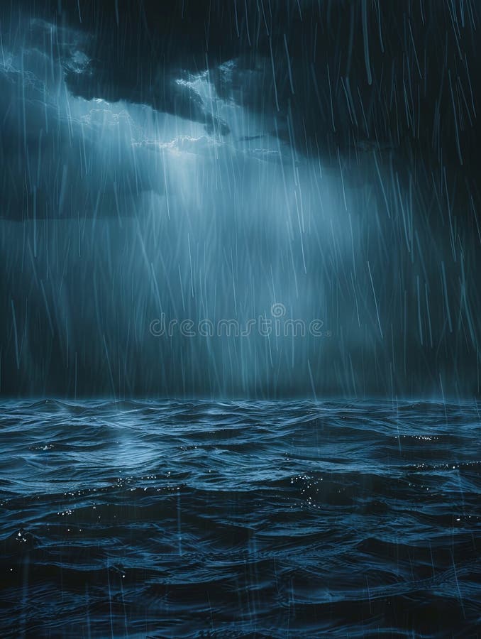 A Dark Rainy Night with Waves and Clouds Stock Photo - Image of rainy ...
