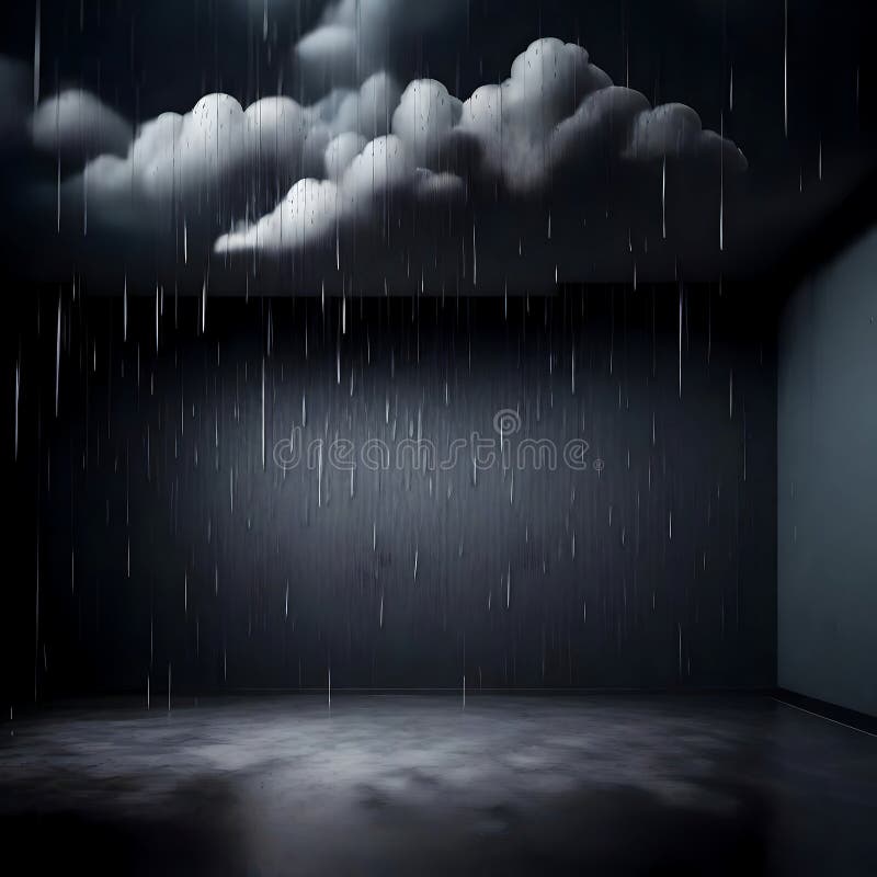 Dark, Rainy Storm Cloud in an Empty Dark Room - Ai Generated Image ...