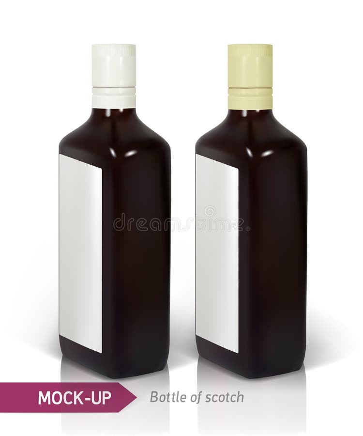 Dark Realistic Square Scotch Bottles. Stock Vector - Illustration of ...