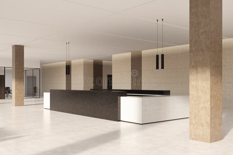 Dark Reception Counter and Beige Wall, Side Stock Illustration ...