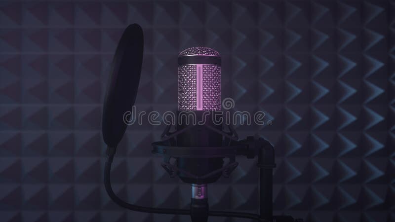 Dark Recording Studio with Condenser Microphone, Pop Filter and Anti ...