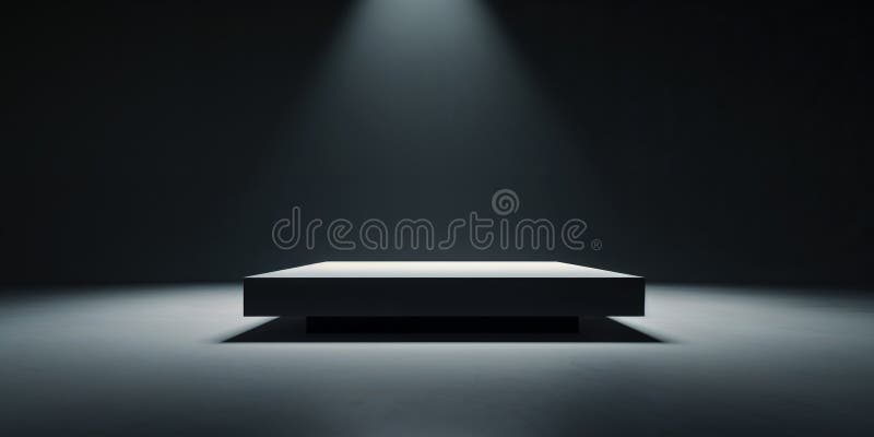 Dark Rectangular Platform in Dramatic Spotlight Stock Image - Image of ...
