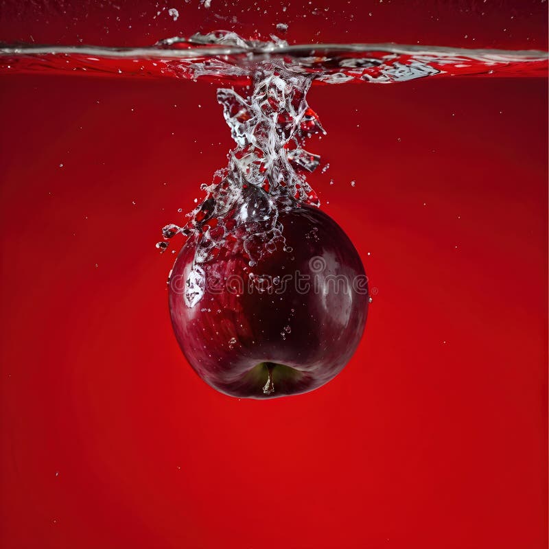 Dark Red Apple Dropping and Splashing into Water Stock Illustration ...