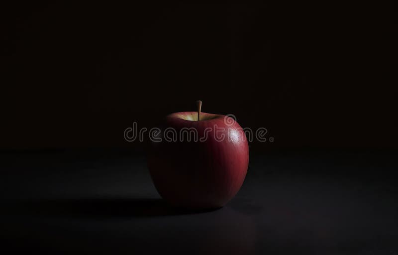 Dark Red Apple in Simple and Low Light Artistic Style Stock ...