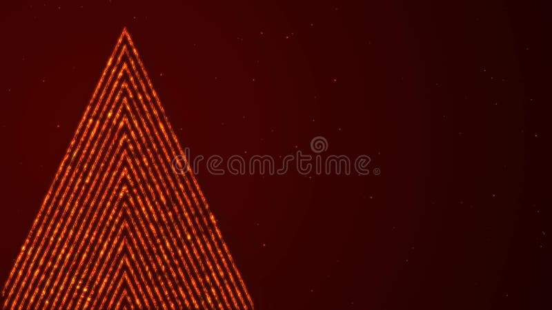 On a Dark Red Background, an Abstract Glowing Orange Christmas Tree ...