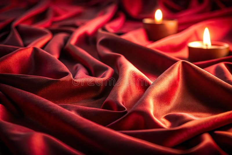 Dark Red Background Fabric with Soft Folds and Smudges in Candlelight ...
