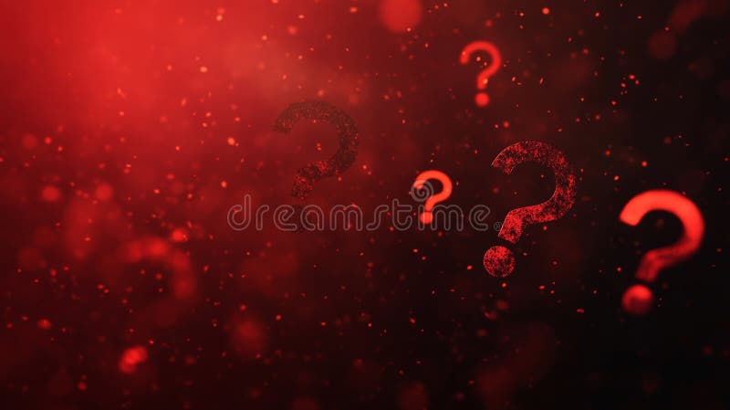 A Dark Red Background Illuminated by Floating Question Marks ...