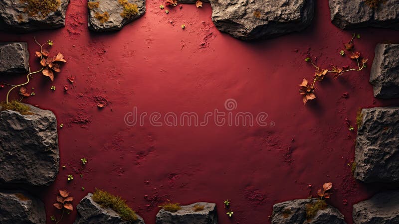 Dark Red Background with Mossy Basalt Wall High Quality Image Stock ...
