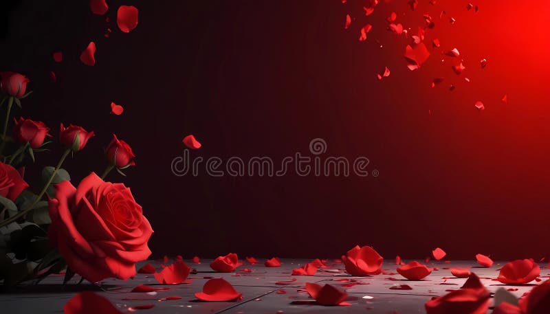 Dark Red Background with Rose Flower Frame and Dim Light Stock ...