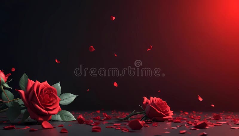 Dark Red Background with Rose Flower Frame and Dim Light Stock ...