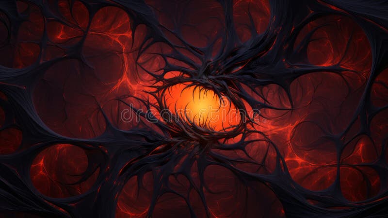 A Dark Red and Black Background with a Glowing Orange Orb in the Center ...