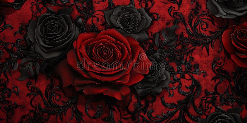 Dark Red and Black Roses Gothic Floral Background Texture Stock ...