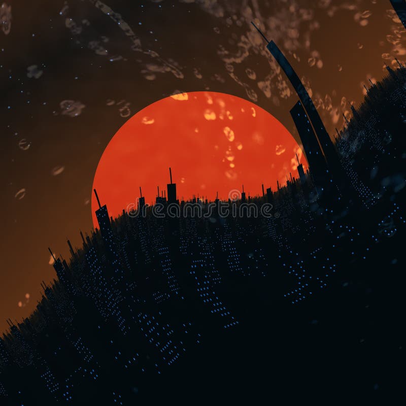 Dark Red Cityscape Abstract Background Illustration Stock Illustration ...