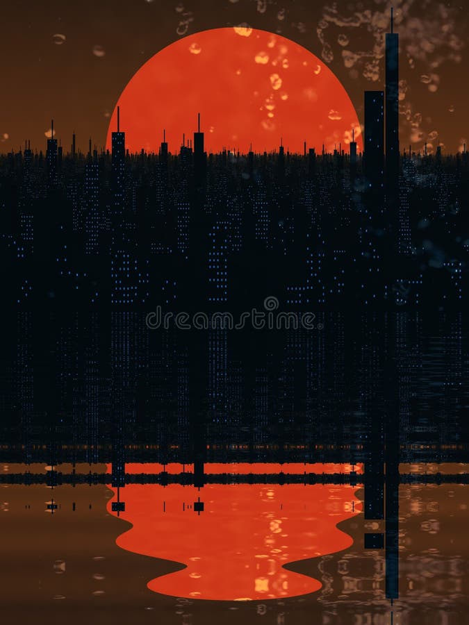 Dark Red Cityscape Abstract Background Illustration Stock Illustration ...