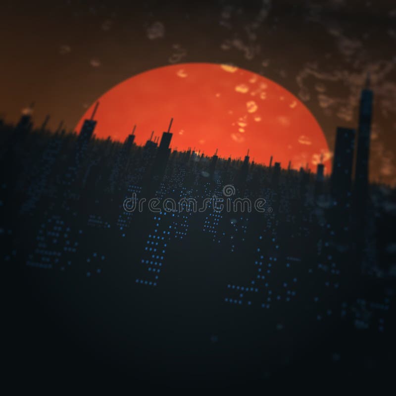 Dark Red Cityscape Abstract Background Illustration Stock Illustration ...