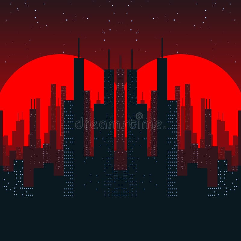 Dark Red Cityscape Abstract Background Illustration Stock Illustration ...