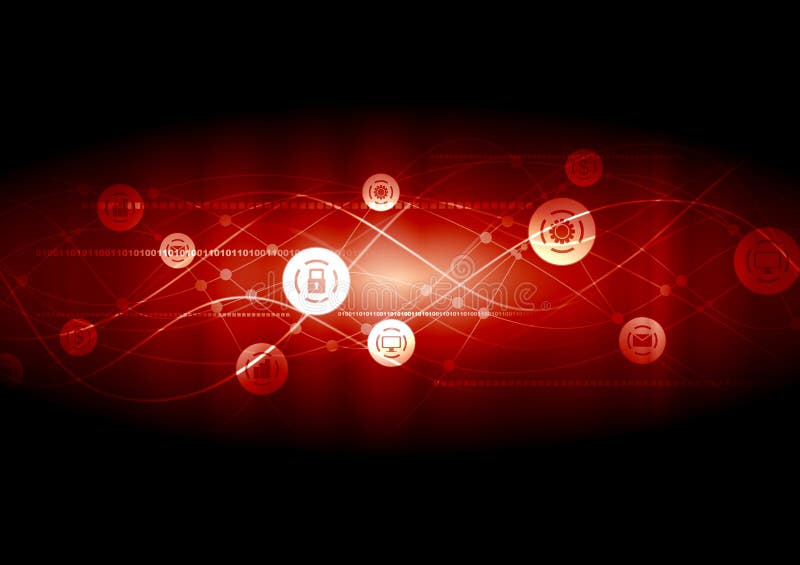 Global Network Red Background Stock Illustration - Illustration of ...