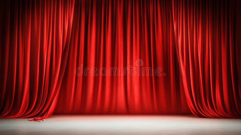 Dark Red Curtains with Ribbon Tie on Stage Background Stock ...