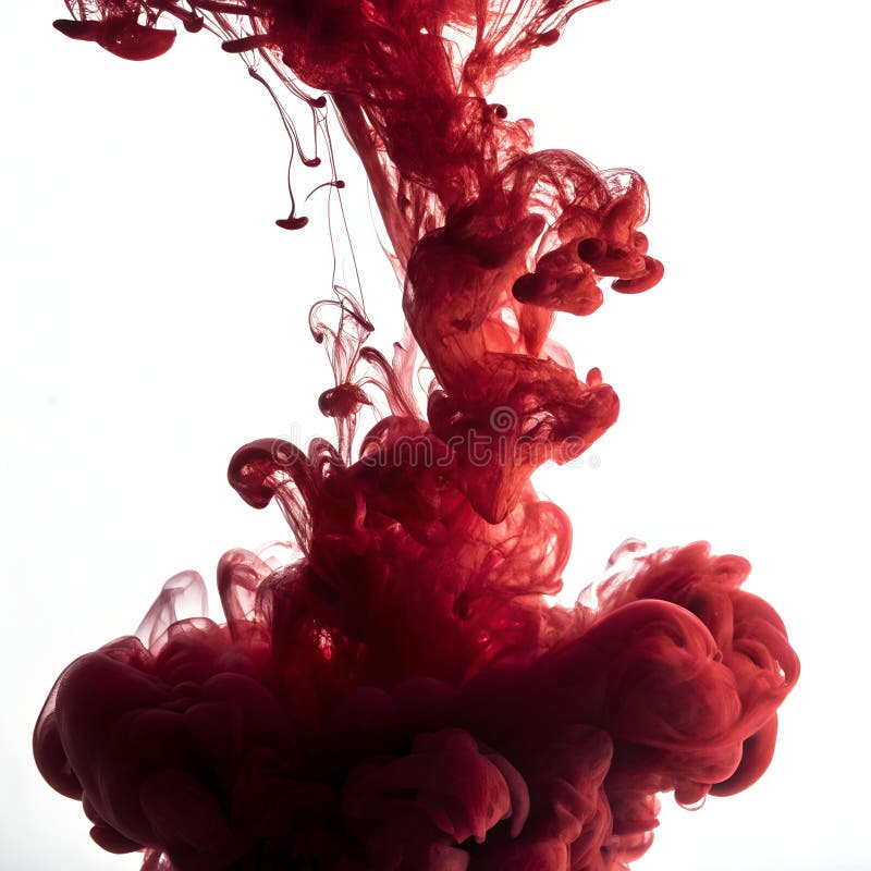 Dark Red Flow of Ink Isolated on White Background Stock Illustration ...
