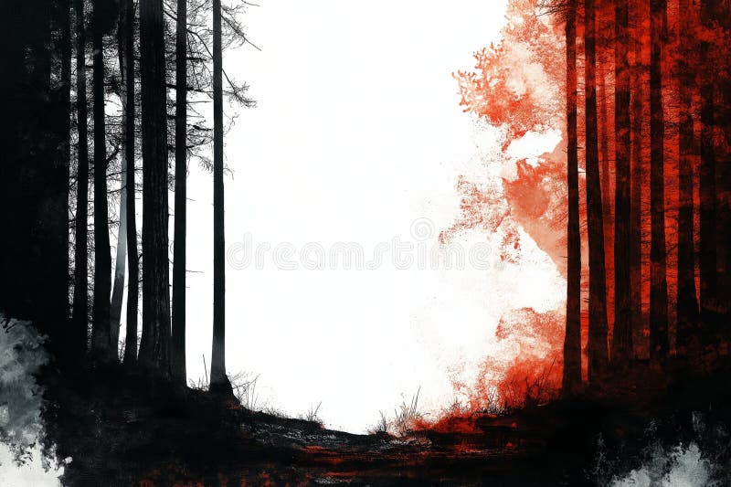 Dark and Red Forest Showing Environmental Damage and Climate Change ...