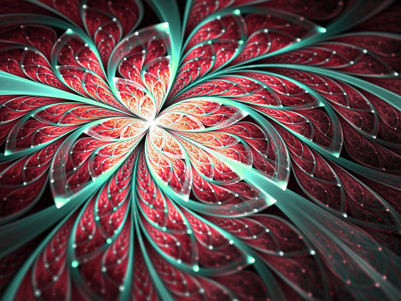 Dark red fractal flower stock illustration. Illustration of ethereal ...