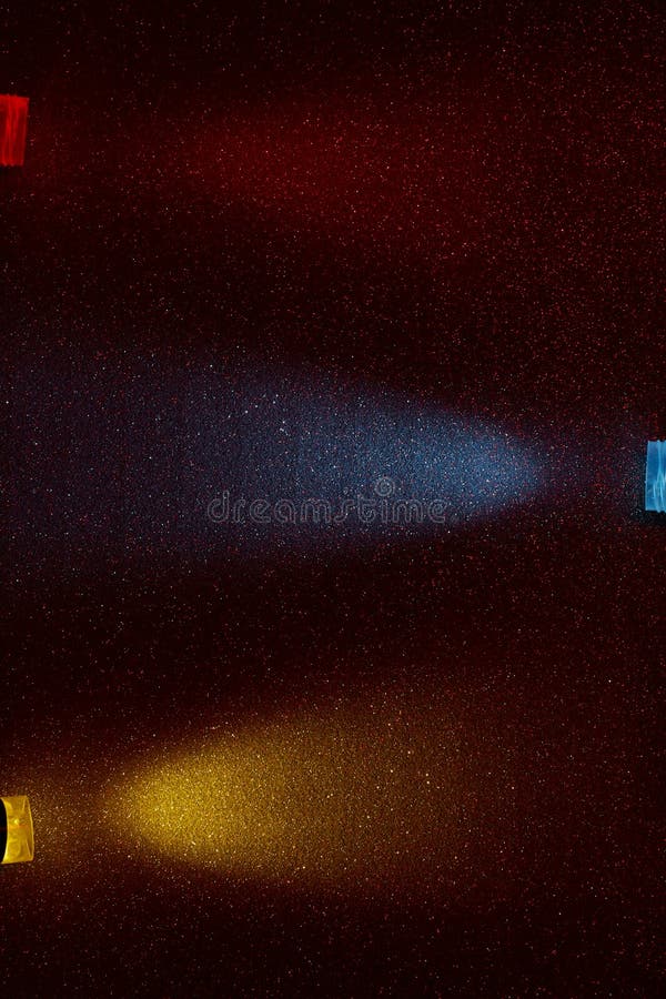 On a Dark Red Gradient Grungy Background, Parallel Rays of Red Blue and ...