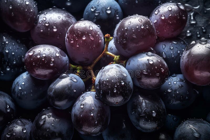 Dark Red Grapes, Bunch of Grapes Covered with Water Droplets. Grape ...