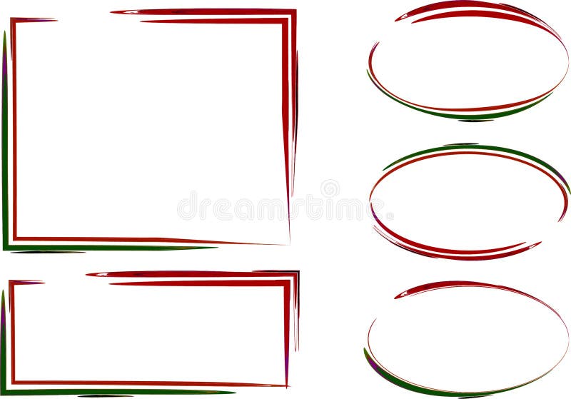 Dark Red Green Colorful Abstract Line Pattern Outline Frames Set Stock ...