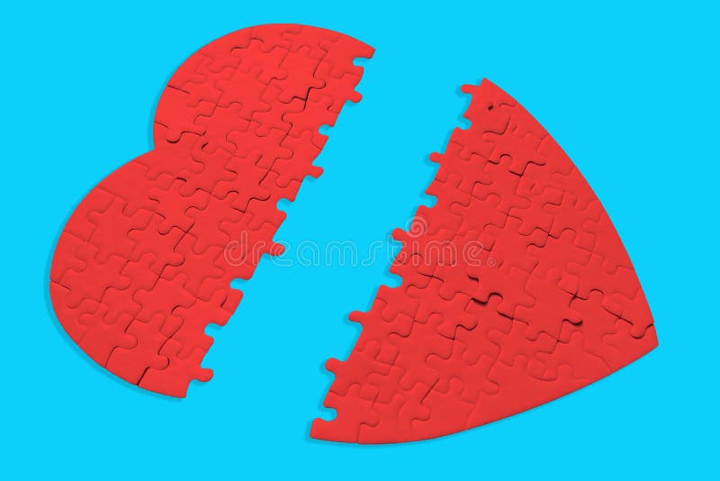 Dark Red Heart Puzzle Split in Half Stock Image - Image of solving ...