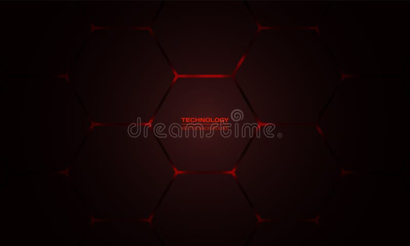 Dark Red Hexagonal Technology Abstract Vector Background. Red Bright ...