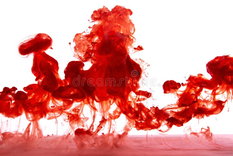 Red Paint Dissolving in Water with White Background Stock Photo - Image ...