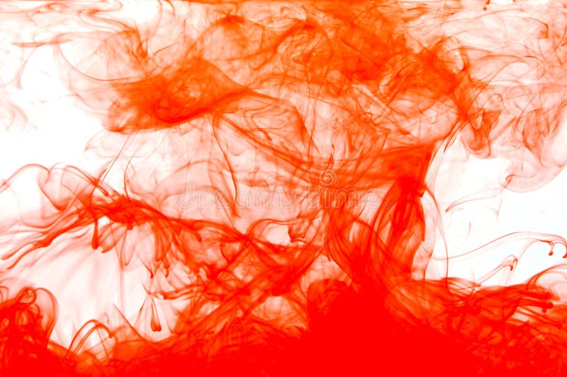 Red Paint Dissolving in Water with White Background Stock Image - Image ...
