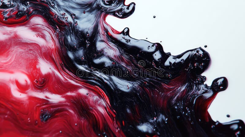 Dark Red Liquid Dripping Down on a Pristine White Background, Creating ...