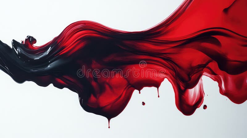Dark Red Liquid Dripping Down on a Pristine White Background, Creating ...